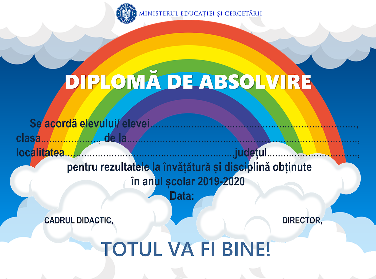 Diplome „Curcubeul speranței”, pentru absolvire - Materiale didactice ...