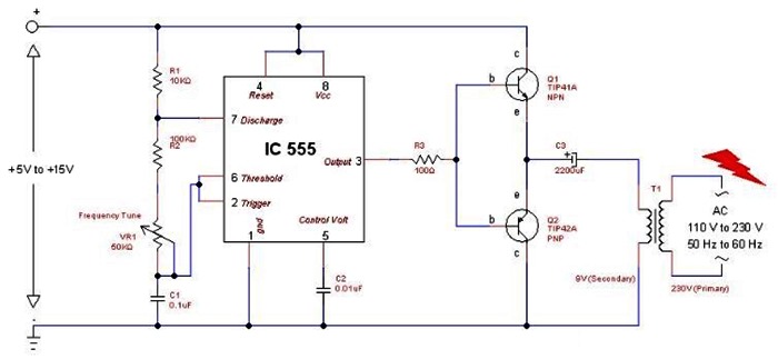 Inverter Simpel Menggunakan IC Timer 555