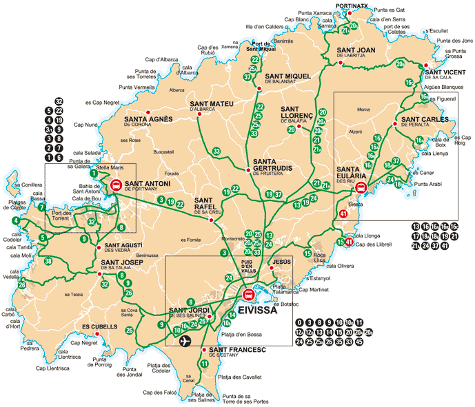 Ibiza: Bus lines of Ibiza