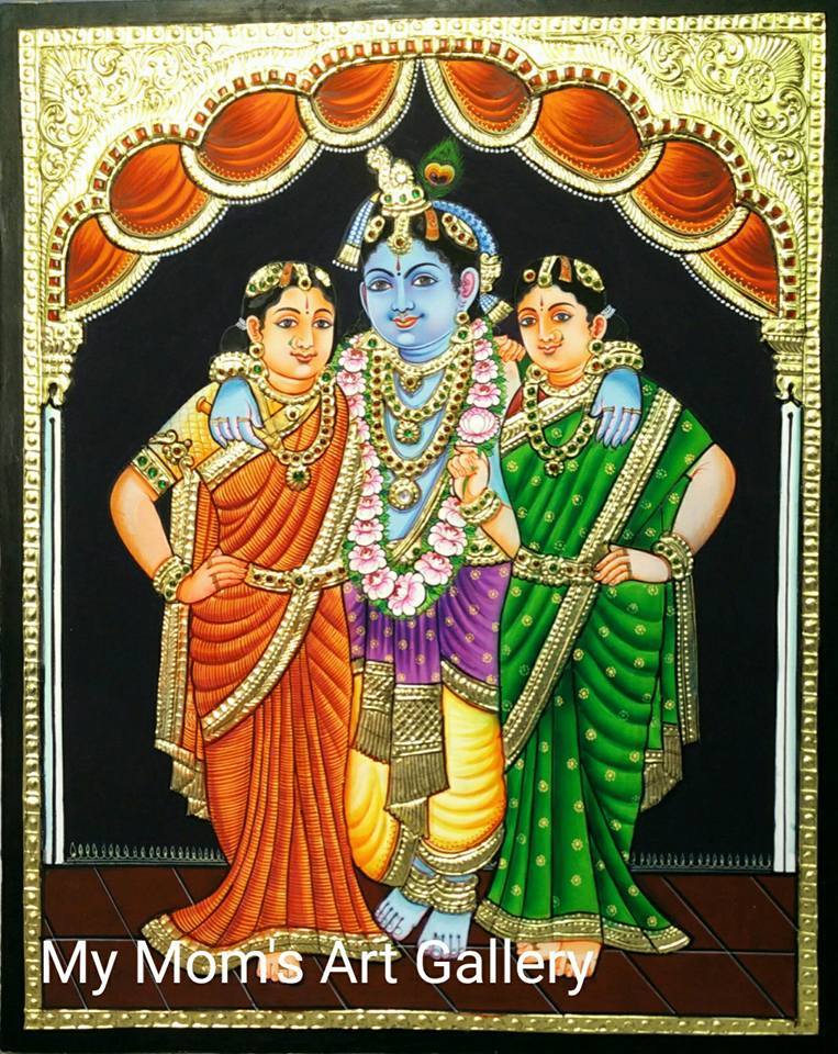 CHODAVARAMNET: Krishna Rukmini Satyabhama Tanjore painting ...