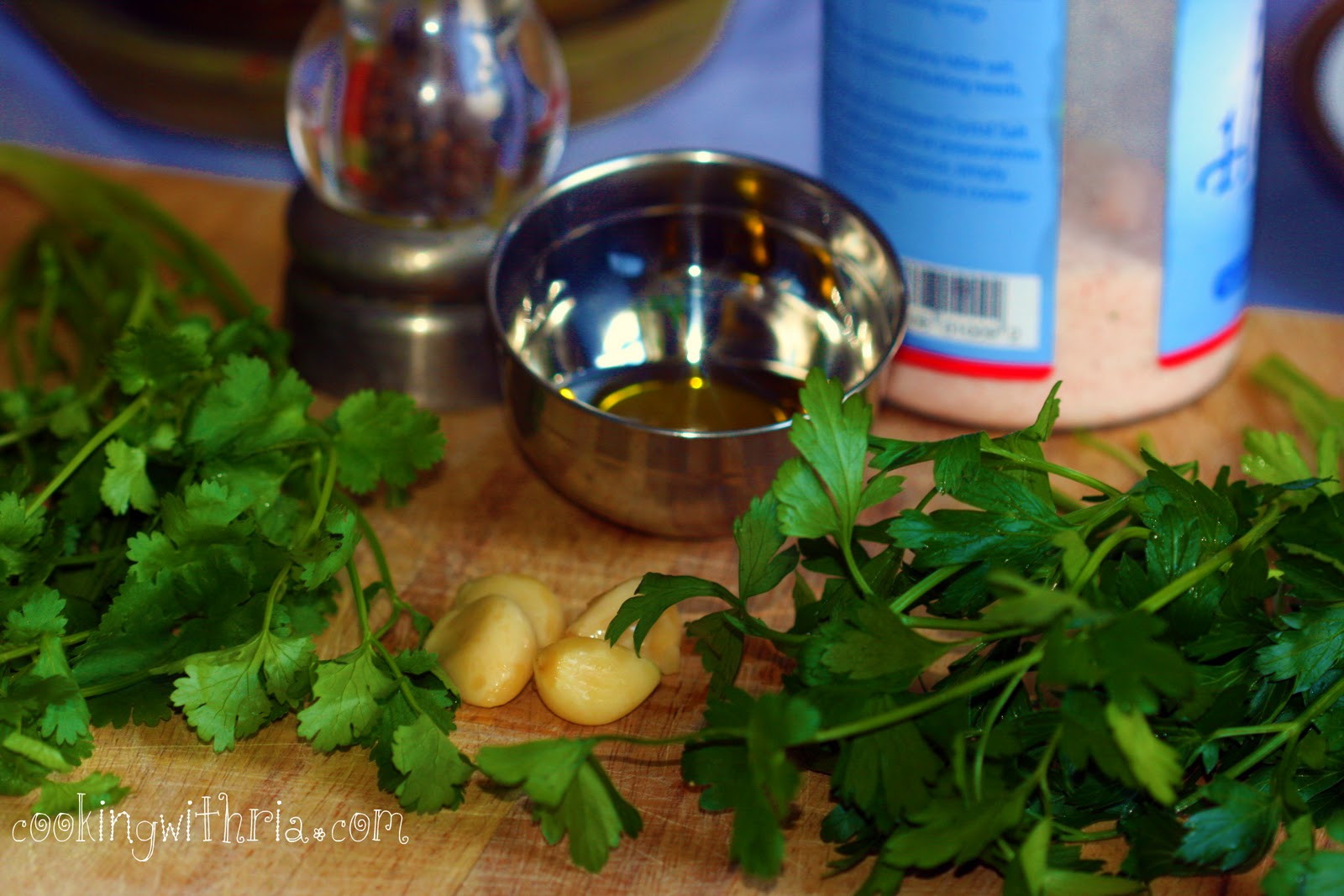 Cilantro and/or Parsley Shrimp with Pasta