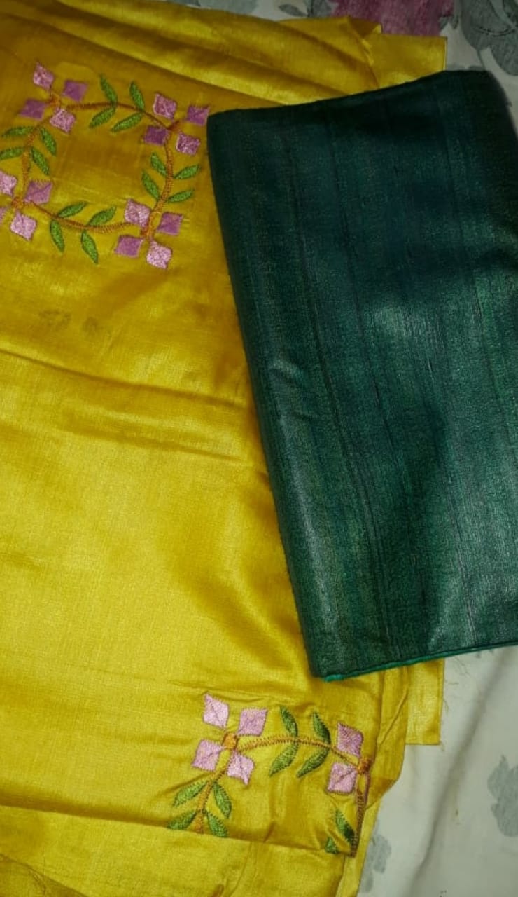 Latest Ghicha embroidery with contrast bp With silk mark