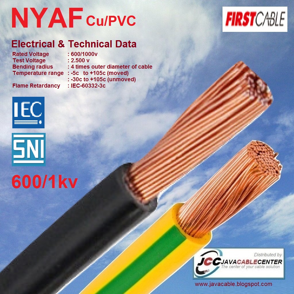 JAVA CABLE CENTER: KABEL NYAF 1 X 25mm 600/1000v (Merk : Fisrt Cable)