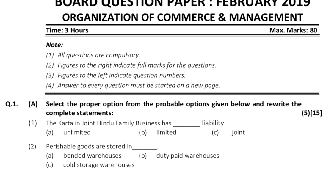 OMTEX CLASSES: OCM MARCH 2019 BOARD PAPER SOLUTION, OMTEX CLASSES