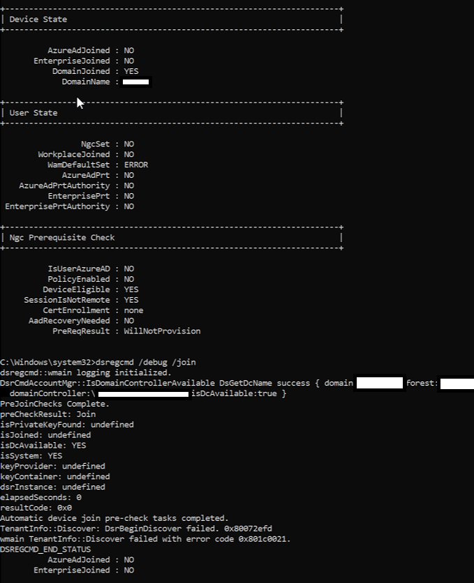 Troubleshooting Azure AD Hybrid Join and Intune AutoEnrollMDM