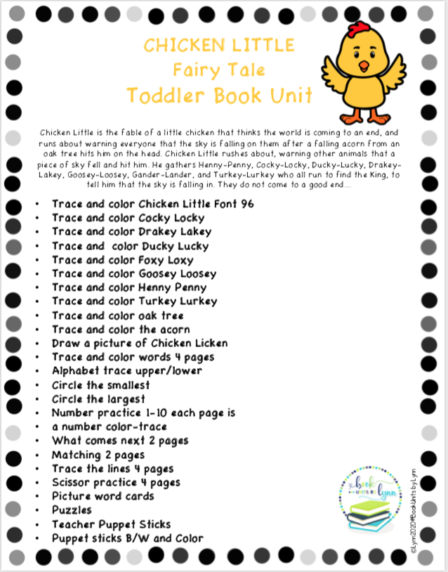 CHICKEN LITTLE TODDLER FAIRY TALE AND TEACHER PUPPET STICKS ~ Book ...