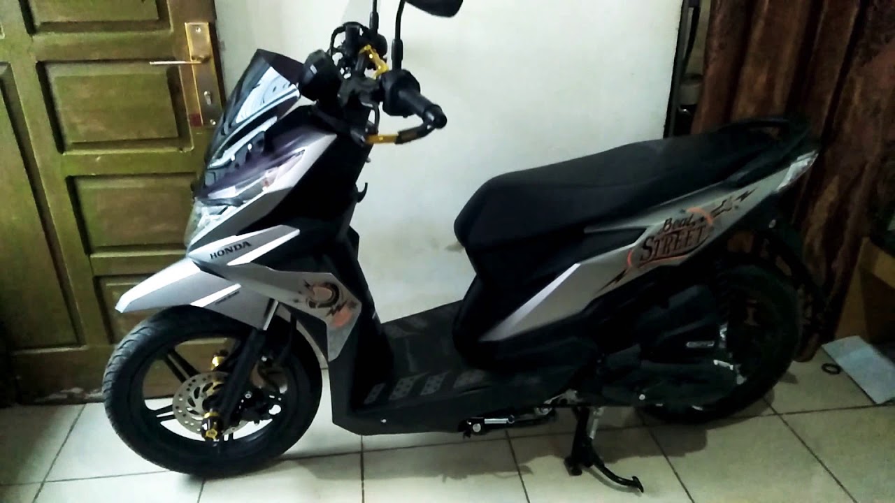 Modifikasi Beat Street Fighter Hitam Putih Silver Ring 17 Trail ...