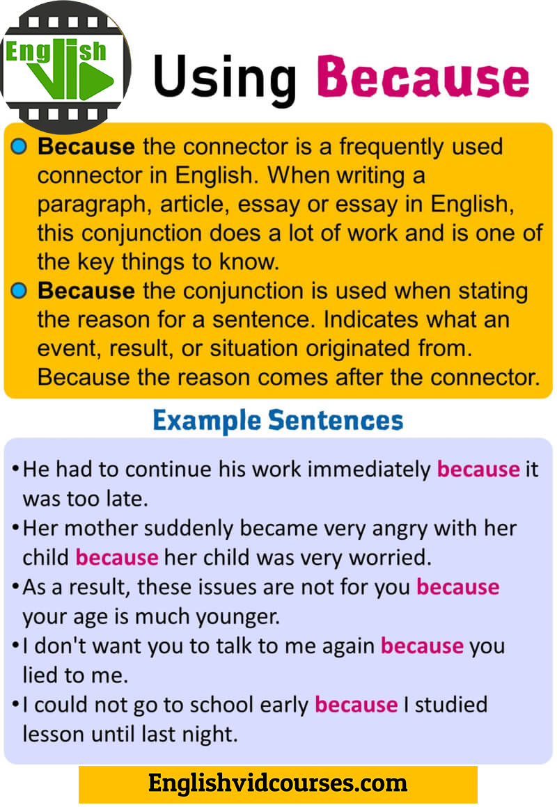 Online English Courses Using Because In English