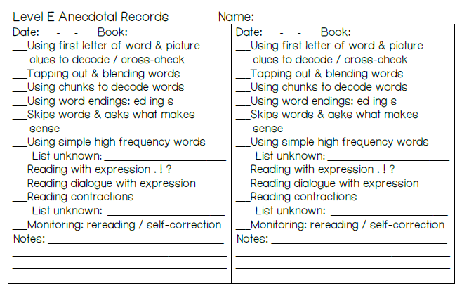 Grow Little Kinder Garden: Kindergarten Guided Reading: Anecdotal Records