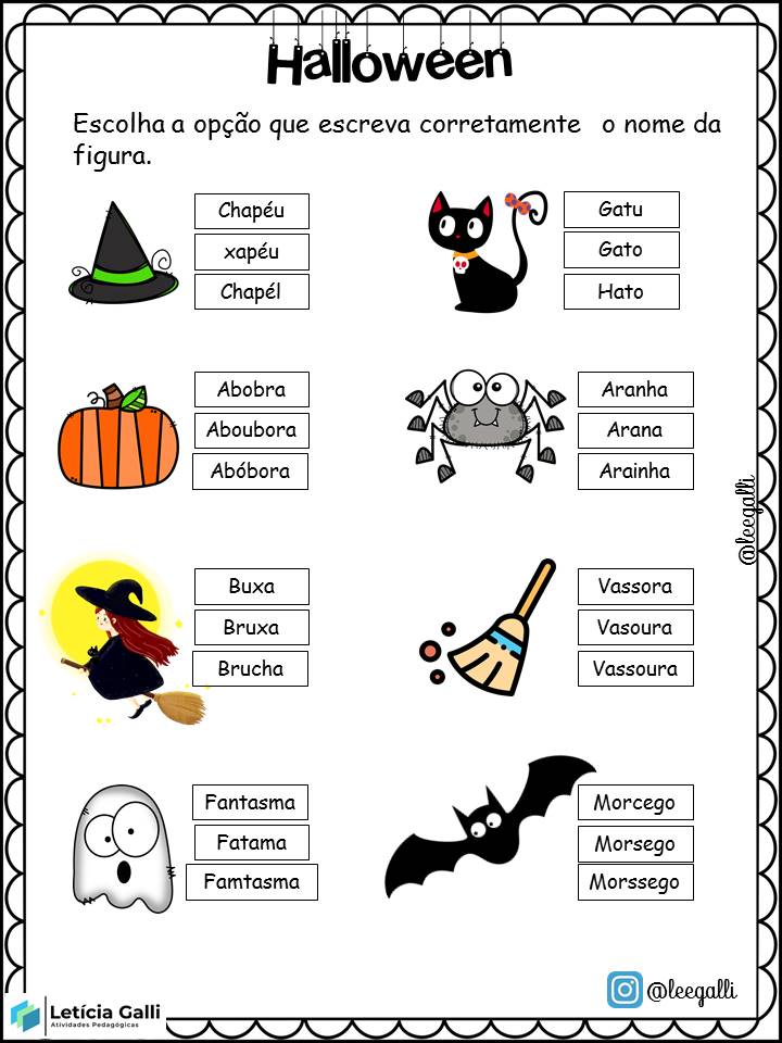 Especial Halloween - Escrita correta de palavras