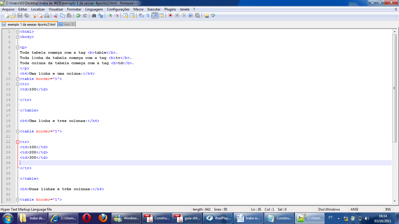 WEB ONE: Construindo Tabelas em HTML (Programação Web)