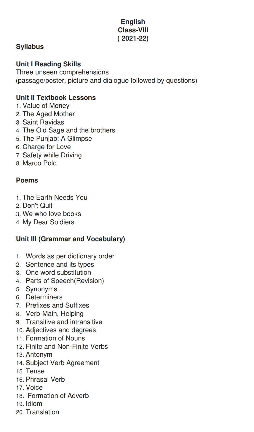 Syllabus For 8th Class syllabus-for-8th-class