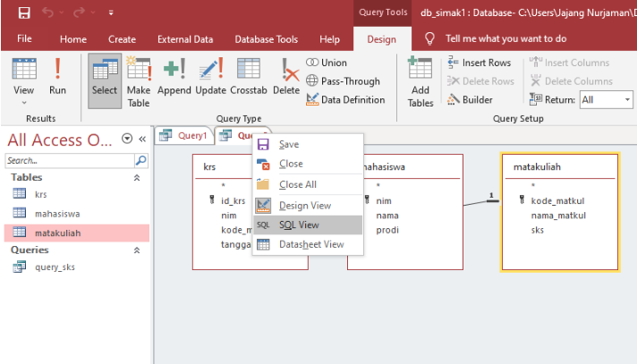 Cara Membuat Formula dan Query pada Ms Access - Contoh Aplikasi