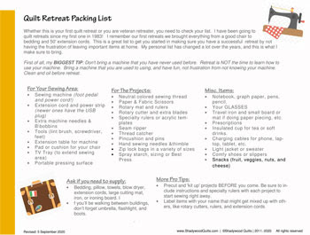 Shadywood Quilts & Longarm Quilting: What to pack for a quilt retreat ...