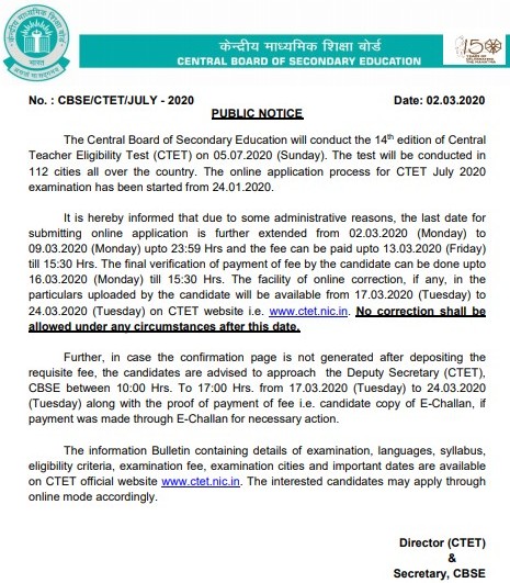 CTET July 2020 Application Form-Apply Online date Extended ... CTET July 2020 Application Form-Apply Online date Extended ...
