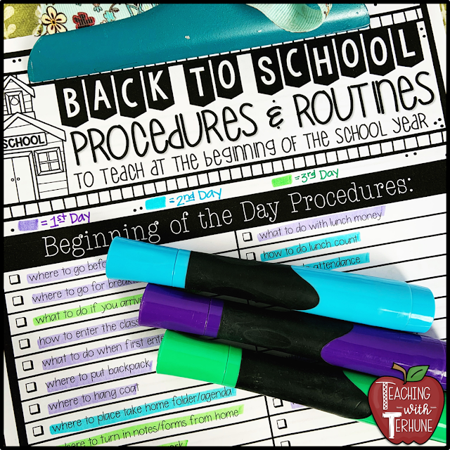 Teaching With Terhune: Back to School Classroom Procedures and Routines ...
