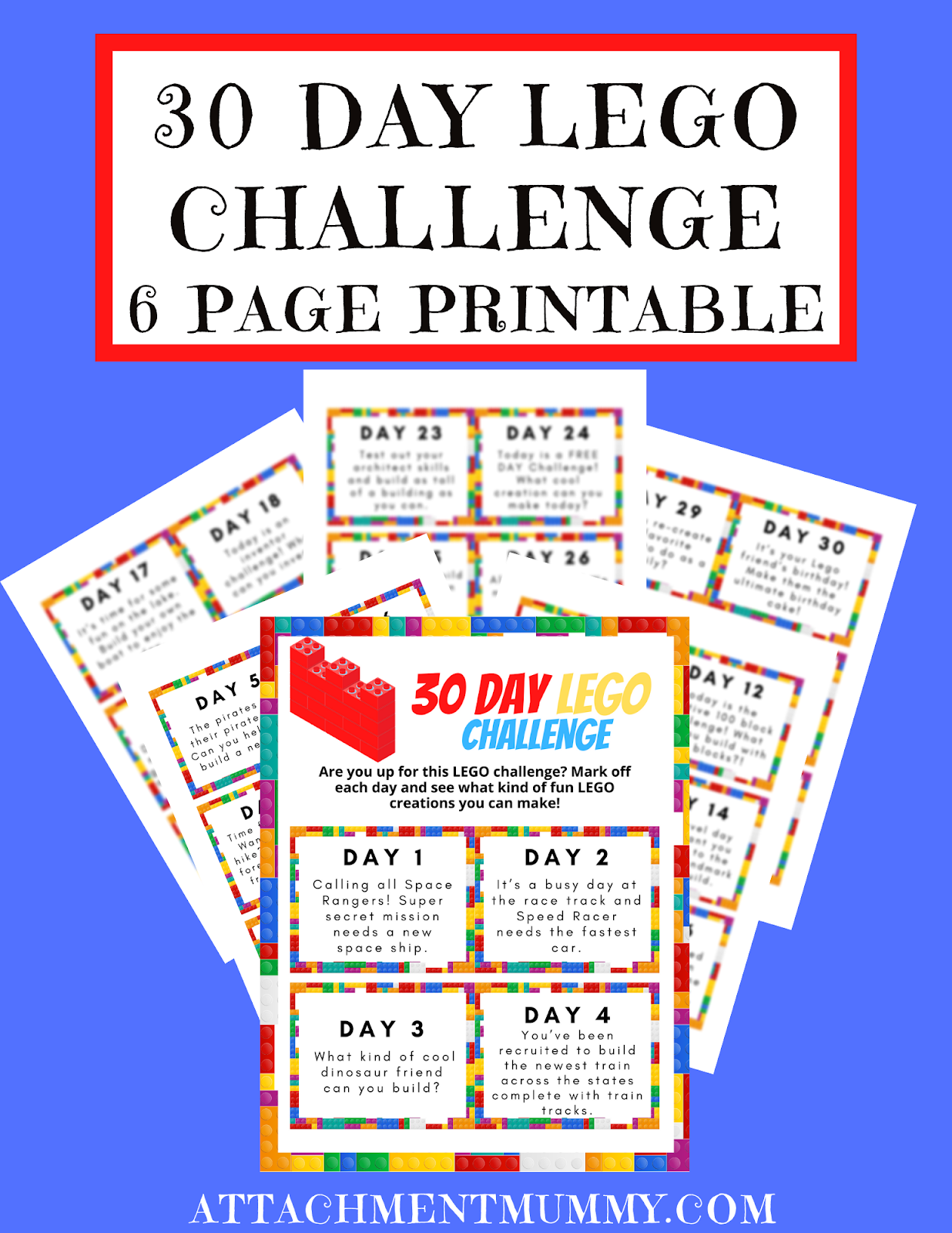 30 Day LEGO Building Challenge {with printable cards}