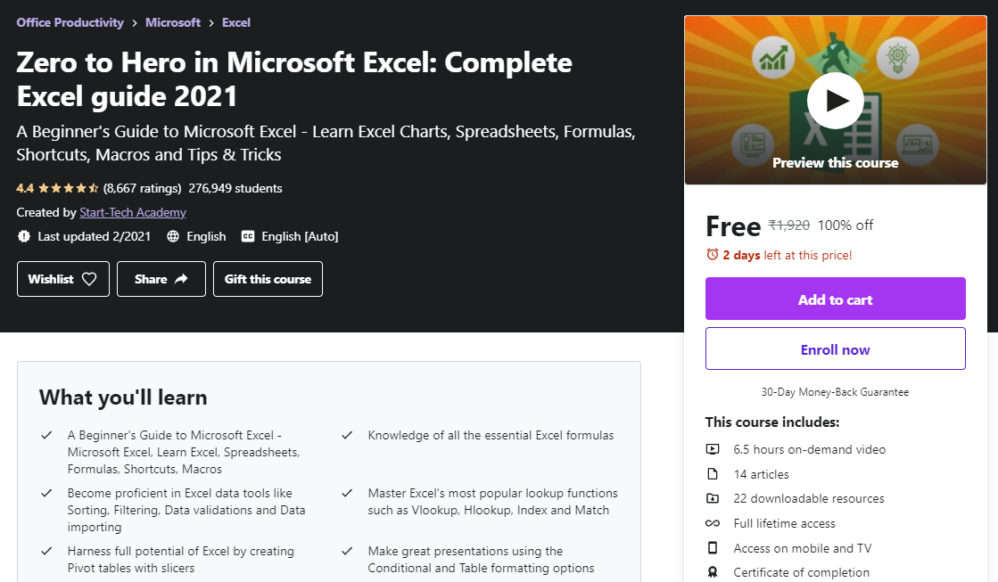 Zero to Hero in Microsoft Excel: Complete Excel guide 2021