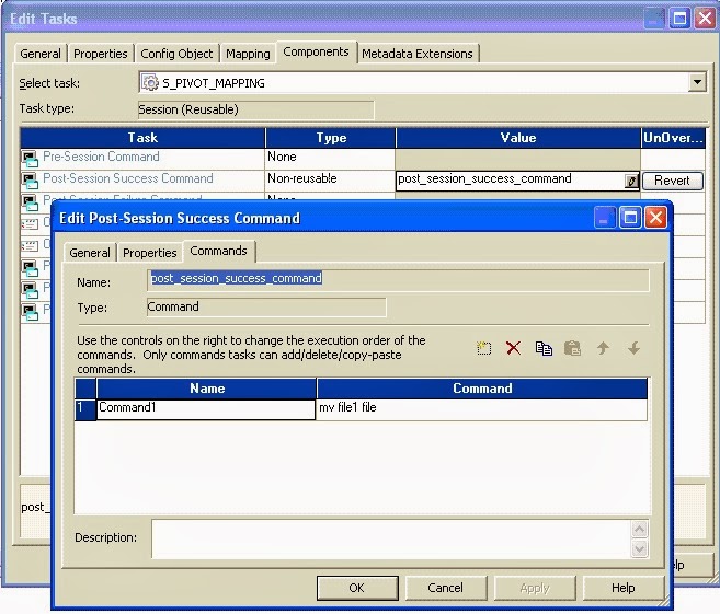 Informatica Session Components Tab Pre Session And Post Session Command