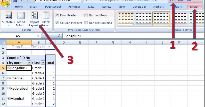100 EXCEL TIPS AND TRICKS : PIVOT table data - Repeat All Lines
