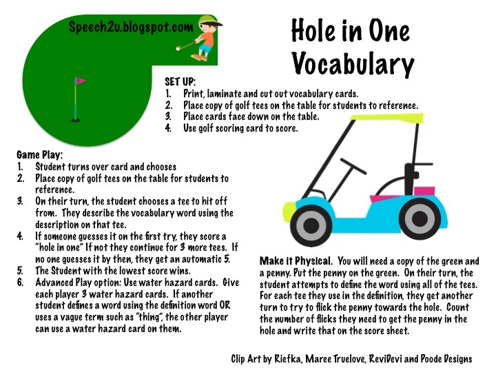 S2U: Golf-R-tick and Hole In One Vocab
