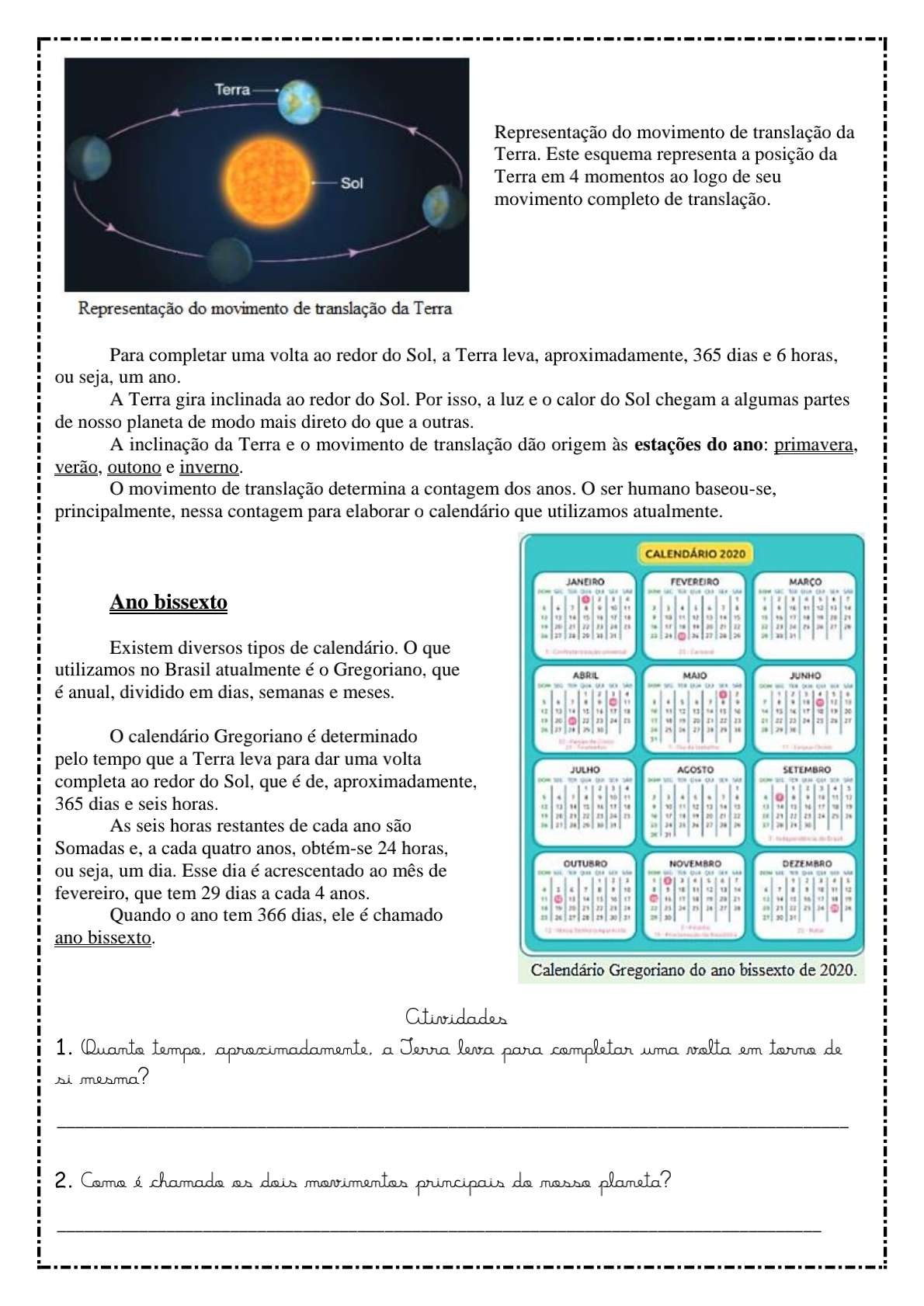 Atividades Sobre Os Movimentos Da Terra 5 Ano - REVOEDUCA Atividades Sobre Os Movimentos Da Terra 5 Ano - REVOEDUCA
