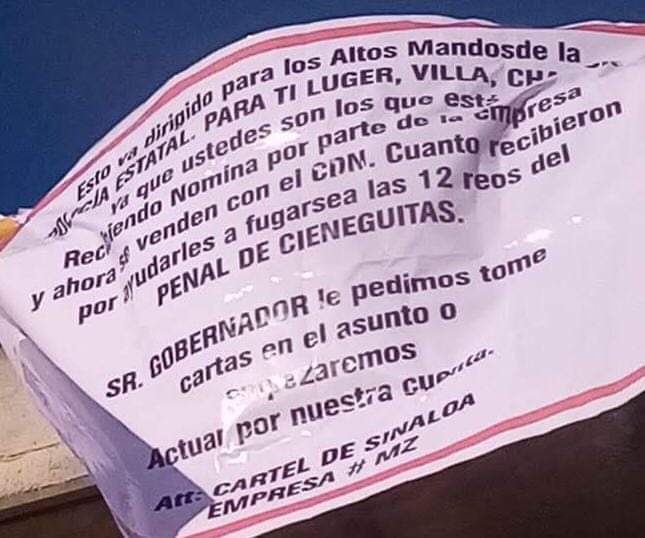 Zacatecas: Sinaloa Cartel Messages indicate State Police switched from ...