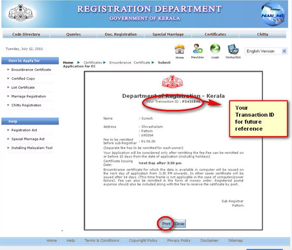 How to Apply / Download Encumbrance Certificate in Kerala Online - Step ...