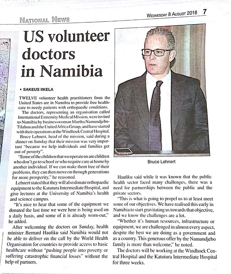 The Namibian: US volunteer doctors in Namibia