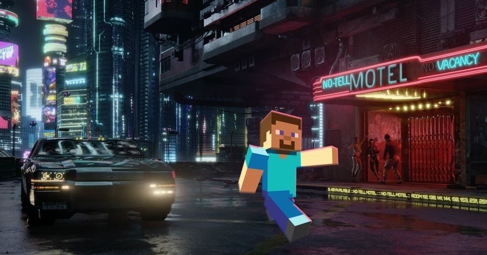 Minecraft Player Builds Incredible Cyberpunk Scene
