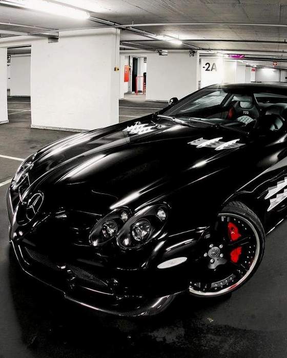 mercedes, benz, slr, mclaren, black, colour, stylish, modified ...