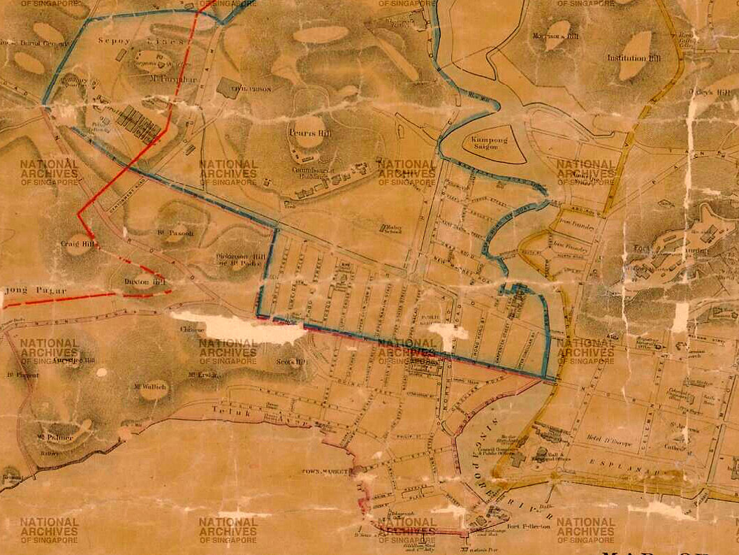 Singapore in the 1850s as seen from Mount Wallich by Percy Carpenter ...