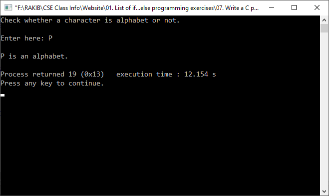 RakibOFC: 07. Write a C program to check whether a character is ...