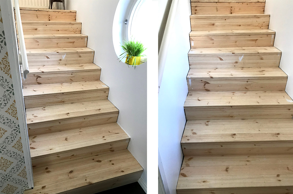 Rappusten päällystäminen ja porraskäytävän maalaus