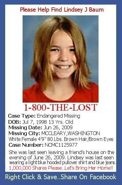 Posters To Help Find Missing Children: Lindsey Baum
