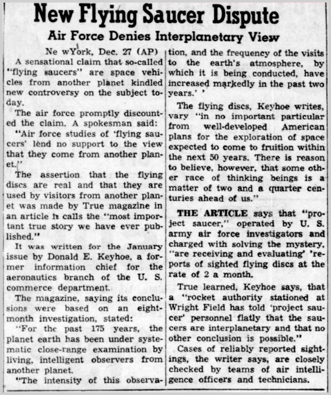 Blue Blurry Lines: Remembering Donald Keyhoe and the Birth of Ufology