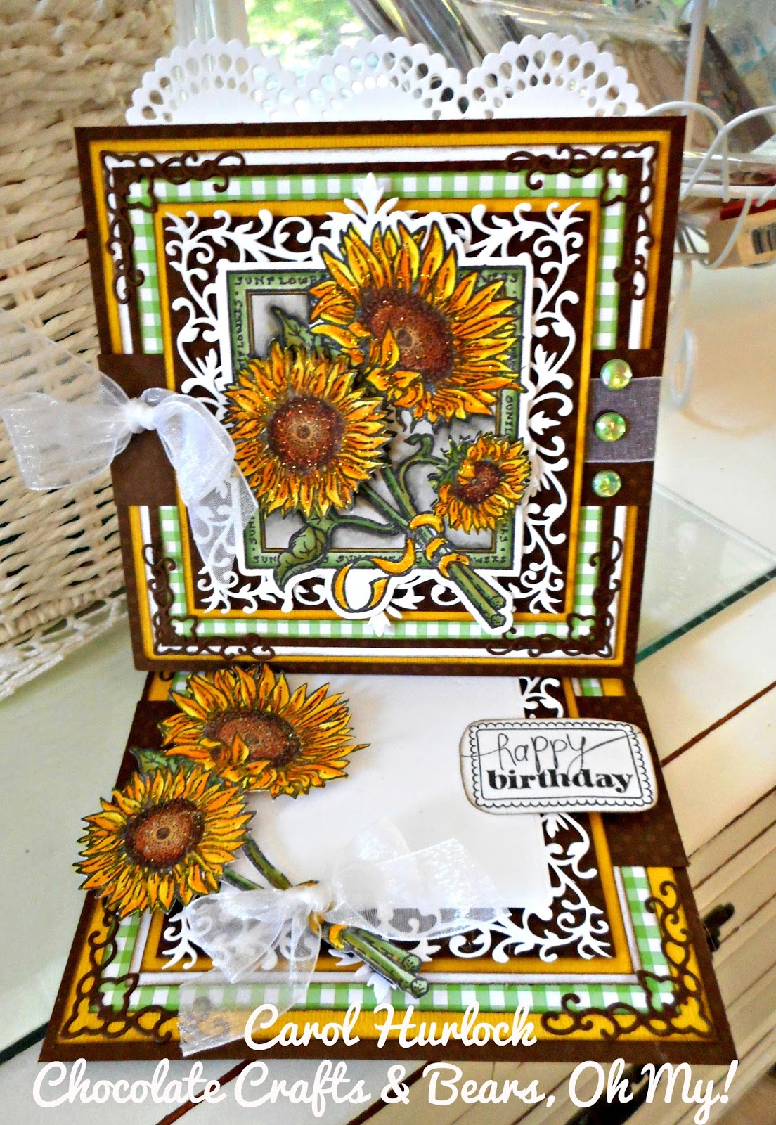 Chocolate Crafts and Bears, Oh My: Stamped Sunflower Card