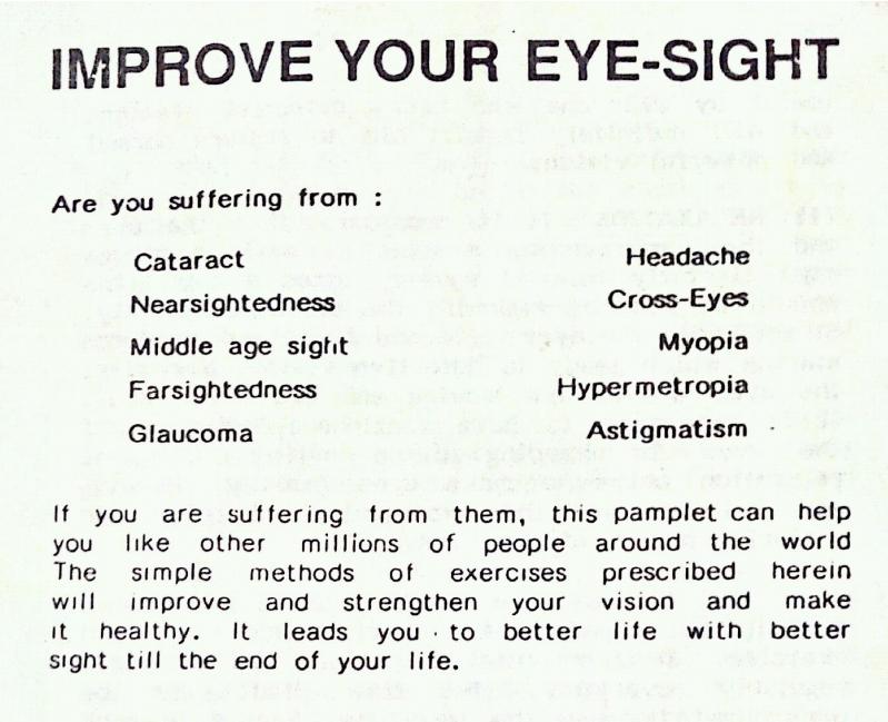 IMPROVE YOUR EYE SIGHT