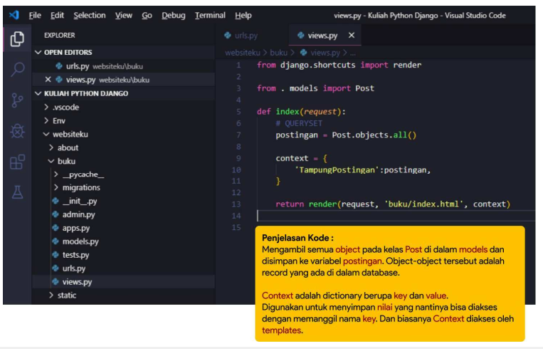 Django Framework - Membuat Model dan Menampilkan Data ke Views - Contoh ...