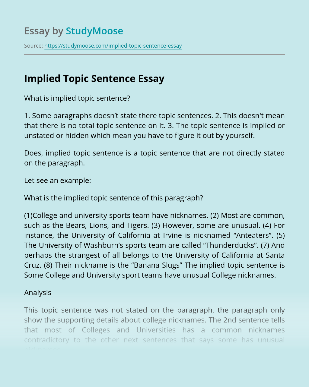 Topic Sentence Examples For College - Birthday Letter