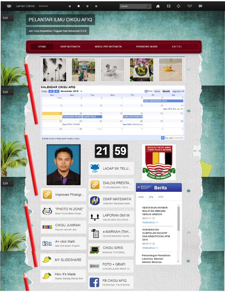 Contoh Personal Dashboard Frog VLE