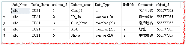 SQL QnA: 取得Table Schema