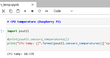 serverあれこれ: Raspberry PiにJupyterにpsutilをインストールして、CPU温度を取得する