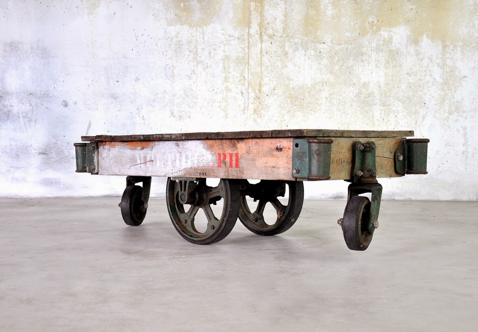 SELECT MODERN: Industrial Chic Reclaimed Wood Railroad Cart Coffee or ...