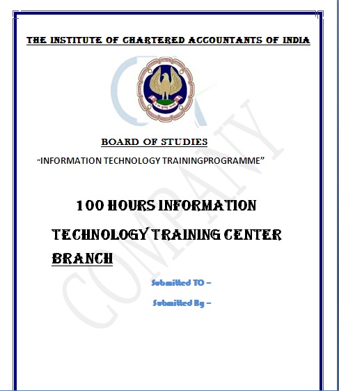 information technology training programme project sample: CA IPCC ITT ...