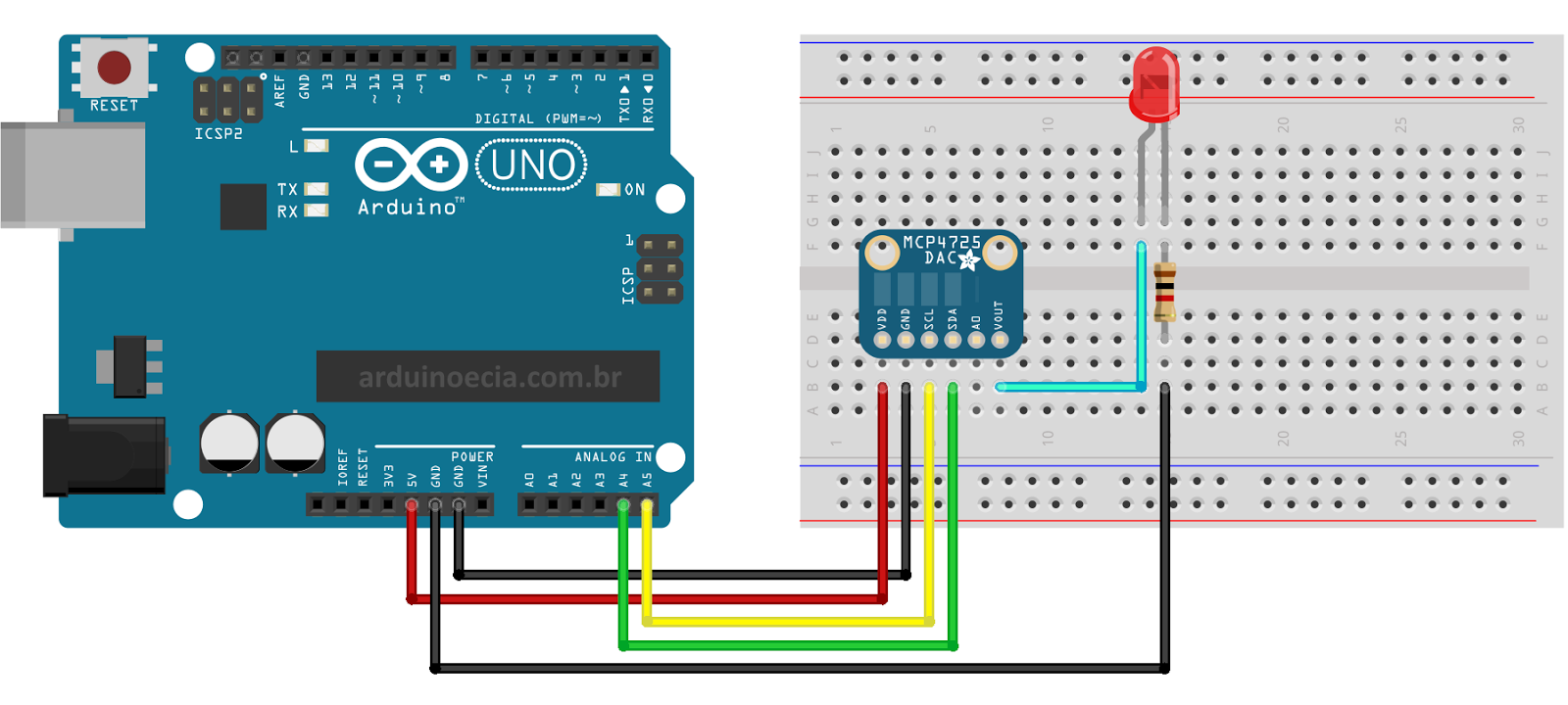 Processing e Conversor Digital Analógico DAC MCP4725 - Arduino e Cia