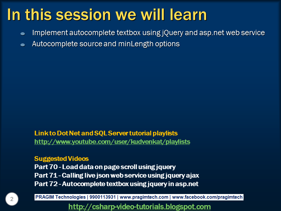 Sql server, .net and c# video tutorial: Autocomplete textbox using ... Sql server, .net and c# video tutorial: Autocomplete textbox using ...