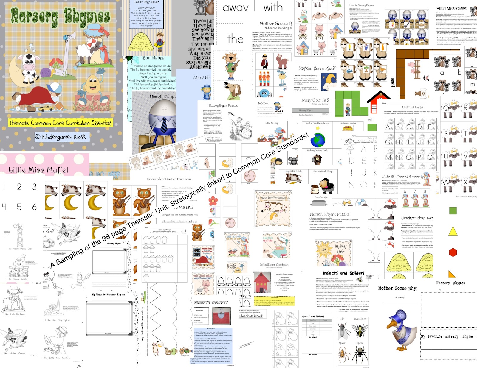 Kindergarten Kiosk: Mother Goose Nursery Rhymes: Thematic Common Core ...