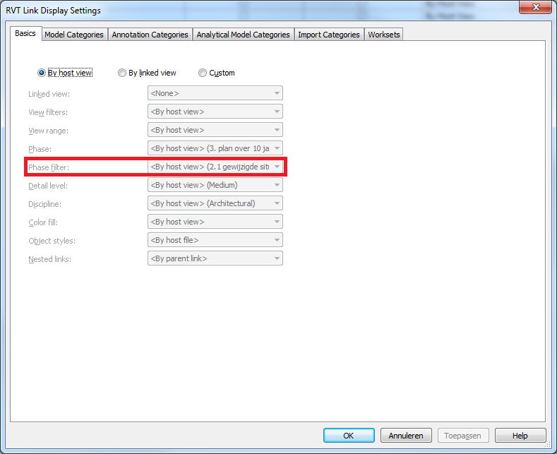 Revit-tips: Phase Filter bij een Linked Model