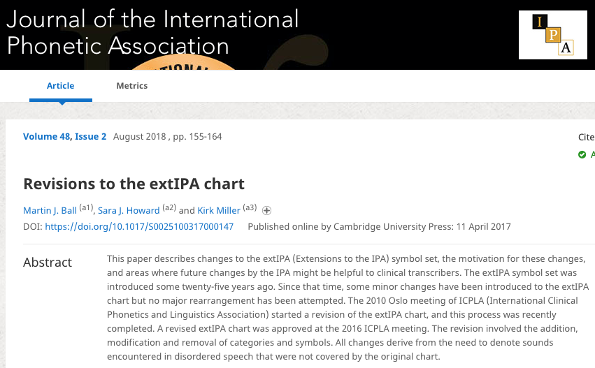 Speaking my languages: extIPA acknowlegments